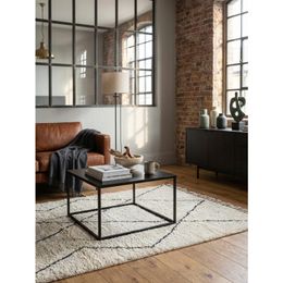 KADIMA DESIGN Couchtisch in Schwarz aus Metall im Industrial Stil, Quadratisch 60x60x40 cm