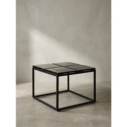 KADIMA DESIGN Couchtisch Quadratisch in Schwarz aus Glas und Metall, 58x58x43.5 cm