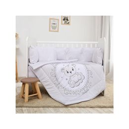 Lorelli Babybettw&auml;sche-Set 5-tlg. Decke 140 x 95 cm Kissen 43 x 35 cm Nestchen grau