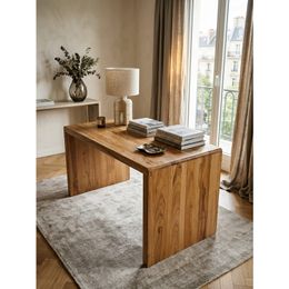 KADIMA DESIGN Schreibtisch Massivholz Ablage Landhausstil BOHA, Akazie 140x80x76 cm