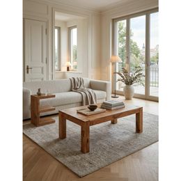 KADIMA DESIGN Couchtisch MUMBAI aus Massivholz im Landhaus-Stil mit nat&uuml;rlichem Design, Akazie 60x110x40 cm