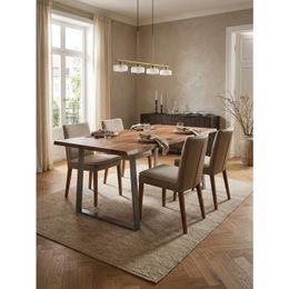 KADIMA DESIGN Esstisch Massivholz Metall Trapezgestell Baumkante Rechteckig, Akazie 180x90x76 cm