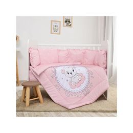 Lorelli Babybettw&auml;sche-Set 5-tlg. Decke 140 x 95 cm Kissen 43 x 35 cm Nestchen rosa