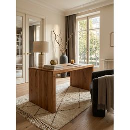 KADIMA DESIGN Schreibtisch Massivholz Ablage Landhausstil BOHA, Akazie 80x160x76 cm