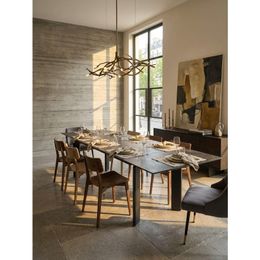 KADIMA DESIGN Esstisch Keramik Glas Metall Ausziehbar Marmoroptik, Schwarz 180x95x77 cm