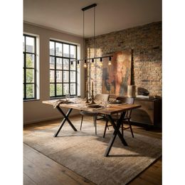 KADIMA DESIGN Esstisch Massivholz Metall X-Gestell Baumkante Rechteckig, Akazie 160x80x76 cm