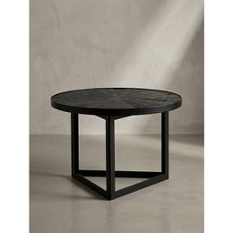 KADIMA DESIGN Couchtisch Schwarz Massivholz Mango Rund 58x58x40 cm Industrial Design