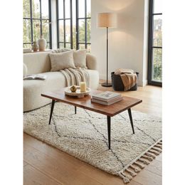 KADIMA DESIGN Couchtisch Sheesham Massivholz Baumkante 110x60x40 cm mit Metall-Gestell