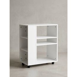 KADIMA DESIGN Regalwagen Holz Mit Rollen Schmal Modern, Wei&szlig; 60x35x75 cm