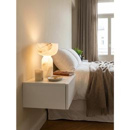 KADIMA DESIGN Nachttisch Holz Wandmontage Schublade ZADAR, Wei&szlig; 46x30x15 cm