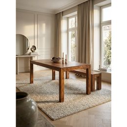 KADIMA DESIGN Esstisch Massivholz Rechteckig Zeitlos MUMBAI, Dunkelbraun 180x90x76 cm