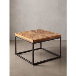 KADIMA DESIGN Couchtisch Mango Massivholz Metallgestell 55x40x55 cm Industrial Design Modern