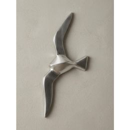 KADIMA DESIGN Wanddeko Dekofigur M&ouml;we Aluminium silberfarben poliert 30 cm zur Wandmontage