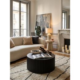 KADIMA DESIGN Couchtisch in Schwarz aus Metall mit Wellen-Muster, 67x67x31 cm