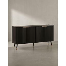 KADIMA DESIGN Sideboard &ndash; Schwarz/Eiche-Dekor, 150x81x39 cm, mit T&uuml;ren, Metallbeine