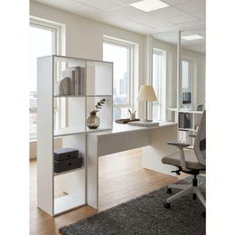KADIMA DESIGN Schreibtisch &ndash; Wei&szlig;, 170x59x143,5 cm, mit Regal, 6 Ablagen, modern, Homeoffice