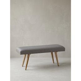 KADIMA DESIGN Sitzbank Stoff Massivholz Retro Stil gepolstert, Grau 38x117x51 cm
