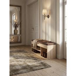 KADIMA DESIGN Schuhbank Holz gepolstert mit Stauraum, Sonoma 104x32x51 cm