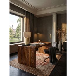 KADIMA DESIGN Schreibtisch Massivholz Ablage Landhausstil BOHA, Dunkelbraun 90x180x76 cm