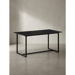 KADIMA DESIGN Esstisch Marmoroptik Metall Rechteckig Modern Klein, Schwarz 180x90x76 cm