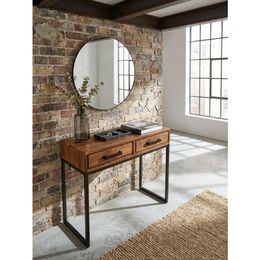 KADIMA DESIGN Konsolentisch &ndash; Massivholz/Metall, 90x76x36 cm, schmal, modern