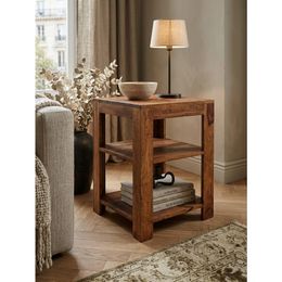 KADIMA DESIGN Regal Massivholz 4 F&auml;cher Landhausstil MUMBAI, Dunkelbraun 44x44x60 cm