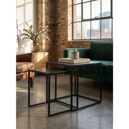 KADIMA DESIGN Couchtisch Set &ndash; 2-teilig Eckig Metall Schwarz Stahl Industrial