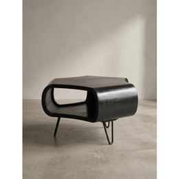 KADIMA DESIGN Couchtisch Schwarz Massivholz Mango mit Stauraum 60x60x35 cm Haarnadelbeine