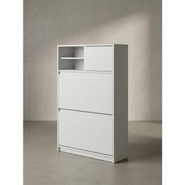KADIMA DESIGN Schuhschrank &ndash; Wei&szlig;, 71x110x24 cm, Schuhkipper geschlossen, mit Ablage