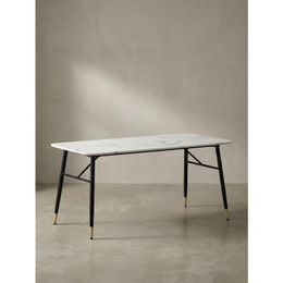 KADIMA DESIGN Esstisch Marmoroptik Metall Rechteckig Modern Klein, Wei&szlig; 180x90x76 cm
