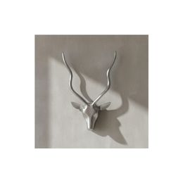 KADIMA DESIGN Wanddeko Hirschgeweih Aluminium silberfarben klein im Landhausstil