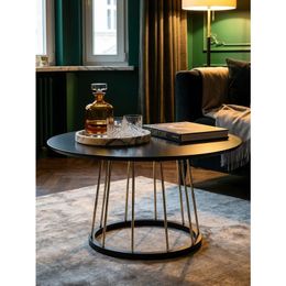 KADIMA DESIGN Couchtisch in Schwarz und Gold, Modernes Design, Metall, 80x80x42 cm