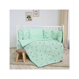 Lorelli Babybettw&auml;sche-Set 5-tlg. Decke 140 x 95 cm Kissen 43 x 35 cm Nestchen gr&uuml;n