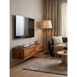 KADIMA DESIGN Lowboard H&auml;ngend Massivholz Modern Stil 108x25x34 cm Braun mit Stauraum