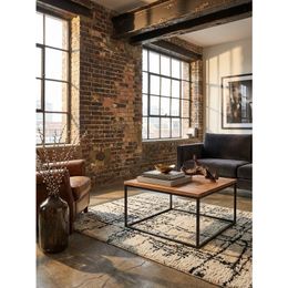 KADIMA DESIGN Couchtisch in Grau aus massivem Akazienholz, 60x60x41 cm, im Industrial Stil