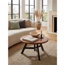 KADIMA DESIGN Couchtisch Sheesham Massivholz/Metall Rund 60x60x35cm Modern