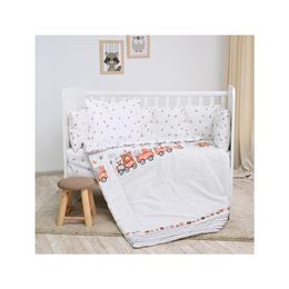 Lorelli Babybettw&auml;sche-Set 5-tlg. Decke 140 x 95 cm Kissen 43 x 35 cm Nestchen wei&szlig; grau