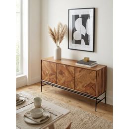 KADIMA DESIGN Sideboard &ndash; Mango Massivholz/Metall, 123x70x45 cm, mit T&uuml;ren