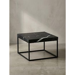 KADIMA DESIGN Couchtisch in Stein-Optik mit Metallbeinen im modernen Design, Schwarz 60x60x38 cm
