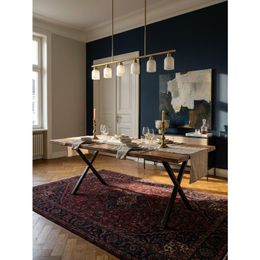 KADIMA DESIGN Esstisch Massivholz Metall X-Gestell Baumkante Rechteckig, Akazie 200x100x76 cm