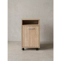 KADIMA DESIGN Rollcontainer Schubladen T&uuml;r Ablage Mit Rollen, Sonoma 33x38x60 cm