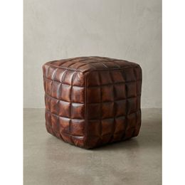 KADIMA DESIGN Sitzw&uuml;rfel &ndash; Echtleder Braun, 39x41x39 cm, orientalisches Design