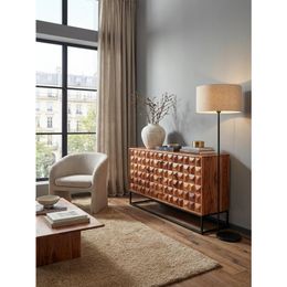 KADIMA DESIGN Sideboard &ndash; Mango Massivholz/Metall, 145x81x45 cm, 2 T&uuml;ren, mit Schubladen