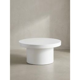 KADIMA DESIGN Couchtisch Rund Klein in Wei&szlig; Hochglanz Modern, Pilz-Form, 60x60x30 cm