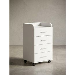 KADIMA DESIGN Rollcontainer 4 Schubladen Modern Mit Rollen, Wei&szlig; 40x33x71 cm