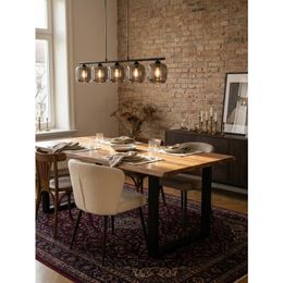 KADIMA DESIGN Esstisch Massivholz Metall Trapezgestell Baumkante Rechteckig, Akazie 180x90x76 cm