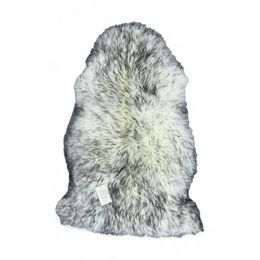 Echter schwarzer Wolfsspitzen-Schaffell-Teppich, nat&uuml;rlich, seidig, weich und flauschig, echte Wolle