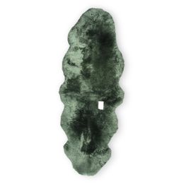 Echter Schaffell-Teppich in Thymiangr&uuml;n, doppelt, nat&uuml;rlich, flauschig, seidig weich, echte Wolle