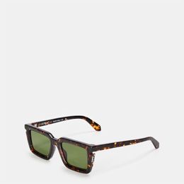 Zubeh&ouml;r Off-White Tucson Quadratische Vollrand-Sonnenbrille in Havana/Gr&uuml;n