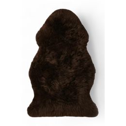 Echter schokoladenbrauner Schaffell-Teppich, nat&uuml;rlich, seidig, weich und flauschig, echte Wolle